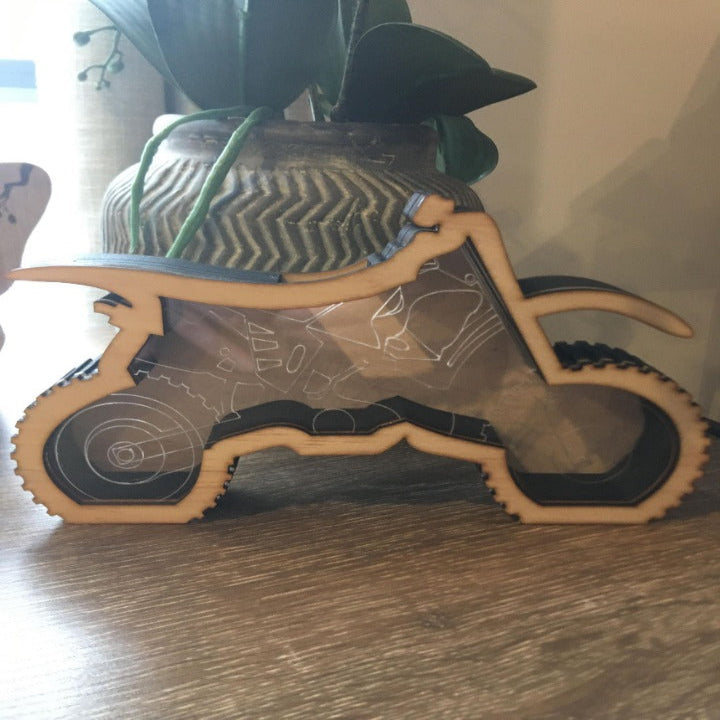Motorbike money box – Zack and Co Designs
